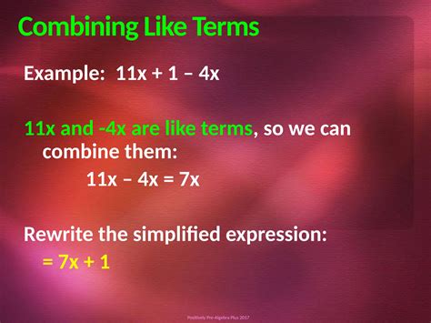 Lesson Simplifying Algebraic Expressions Pptx