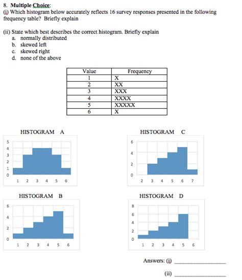 Solved 8 Multiple Choice Which Histogram Below Accurately