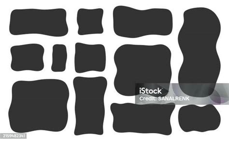 불규칙한 유체 기포 유기 납작한 얼룩 추상적인 액체 요소 아메바 사각형 상자 템플릿입니다 임의의 물결 모양의 반점과 곡선 모양 0명에 대한 스톡 벡터 아트 및 기타 이미지