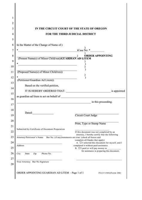 Order Appointing Guardian Ad Litem Printable Pdf Download