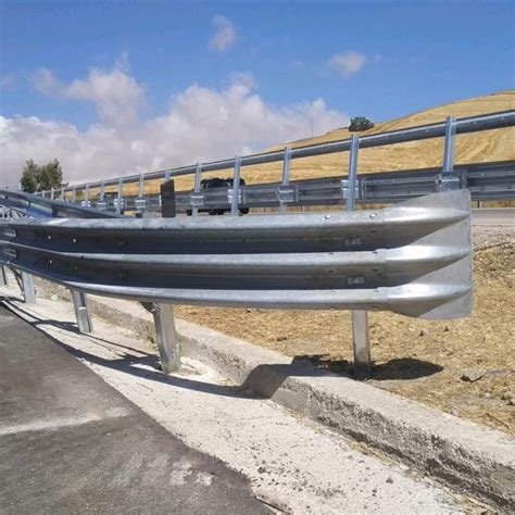 Roadway Safety Galvanized W Beam Highway Guardrail With X Square Pipe Metal Fence Post
