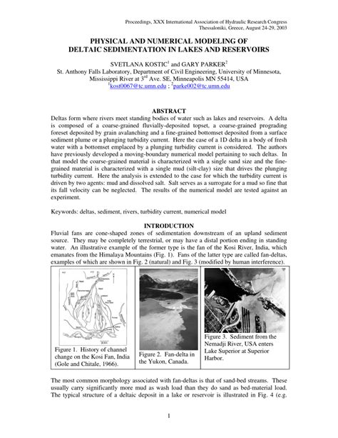 Pdf Physical And Numerical Modeling Of Deltaic Sedimentation In Lakes