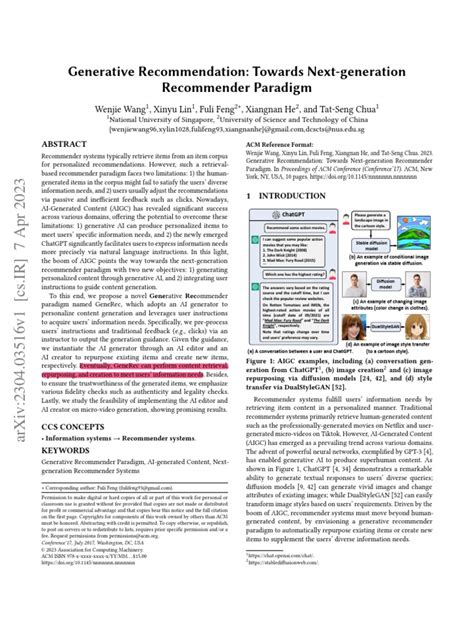 Singapore 202304 Generative Recommendation Towards Next
