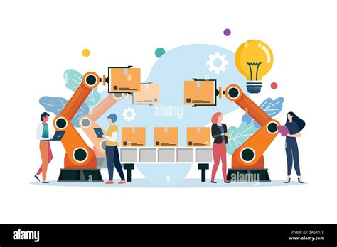 People With Automation Robot Arm Machine Obotics Industry Insights Automotive And Electronics