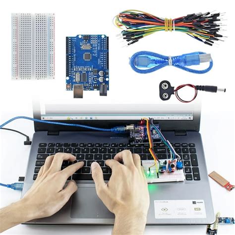 Electronics Basic Starter Kit With Breadboard Power Supply Resistors Led Sensors Diy Project