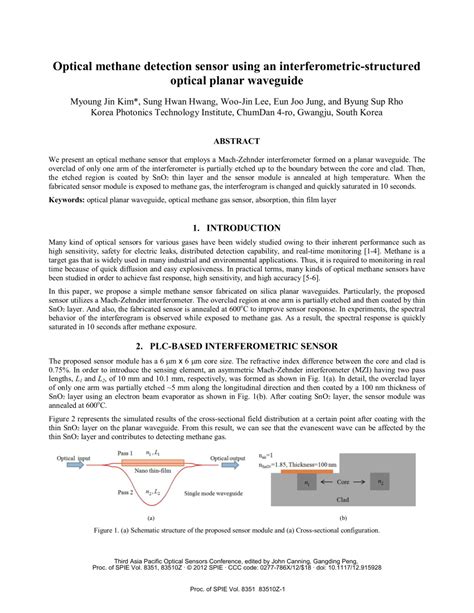 Pdf Optical Methane Detection Sensor Using An Interferometric Structured Optical Planar Waveguide