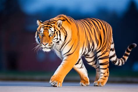 Urban Tiger Apocalypse. a Tiger Walking through Urban Ruins in a Post ...