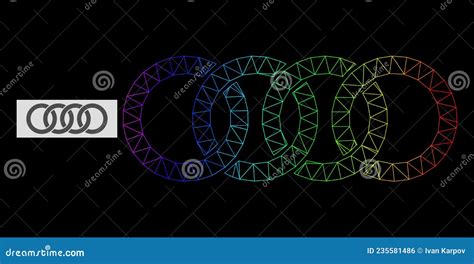 spectral gradiented polygonal network circle chain icon stock vector