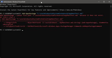 Error Using Add AppxPackage Register C WSA AppxManifest Xml Issue WSA Community