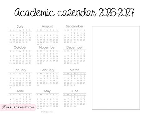 2627 School Year Calendar Printables 17 Academic Calendars 2026 2027
