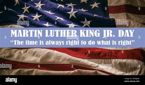 Martin Luther King Jr Day Celebration Mlk Quote Text On Us Flag