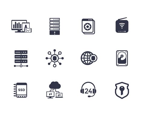 Hosting Servers Network Infrastructure Data Storage Vector Icons On White 2596510 Vector Art