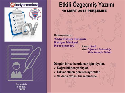 Etkili Özgeçmiş Yazımı Bilkent Üniversitesi Kariyer Merkezi