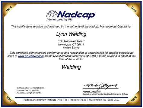 Nadcap Approved Welding Lynn Welding Certifications