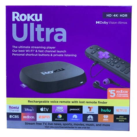 Roku Ultra 2022 4K/HDR/Dolby Vision Streaming Device (Roku Voice Remote ...