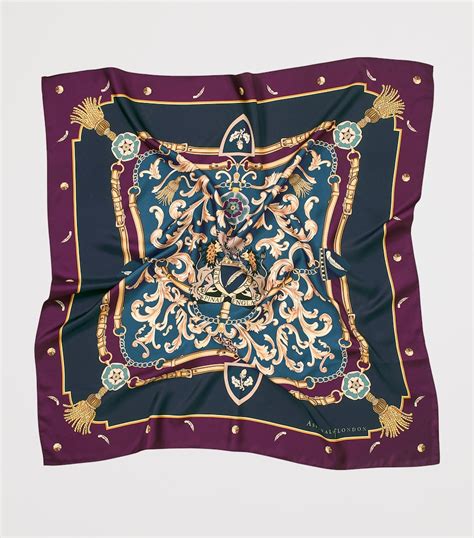 Aspinal Of London Purple Silk Signature Shield Scarf Harrods Uk
