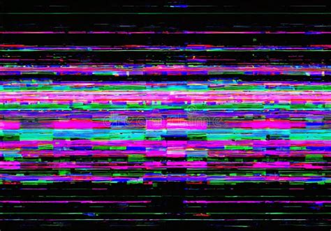 Glitch Illustration Of Error Screen With Black Background Stock