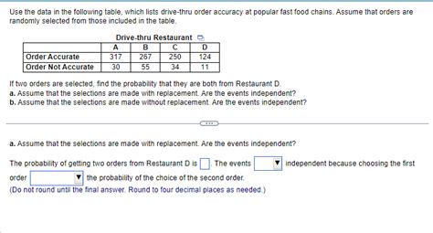 solved use the data in the following table which lists