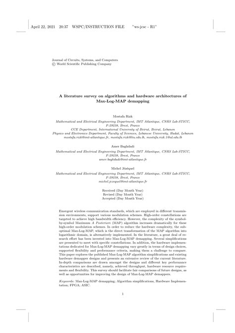 Pdf A Literature Survey On Algorithms And Hardware Architectures Of