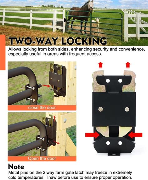 Heavy Duty Two Way Farm Gate Latch Pastures Livestock Gate Lockable