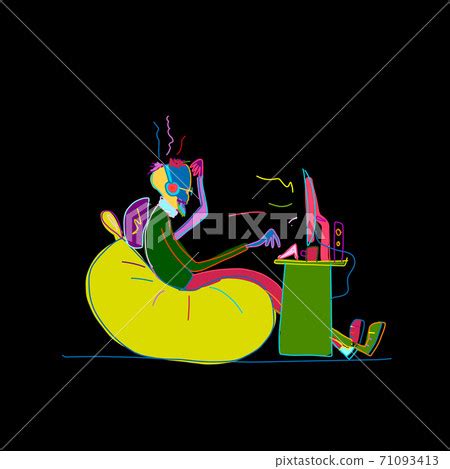 Programmer At Work Sketch For Your Design Stock Illustration 71093413 PIXTA