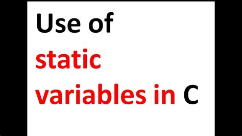 Define Static Variables Youtube