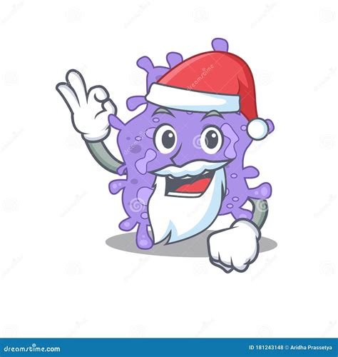 Staphylococcus Aureus Santa Cartoon Character With Cute Ok Finger Stock Vector Illustration Of