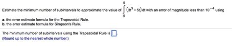 solved estimate the minimum number of subintervals to