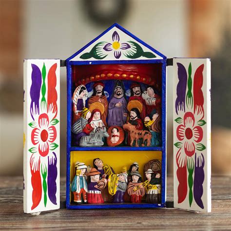 Unicef Market Folk Art Retablo Peruvian Nativity Scene Chapel Of