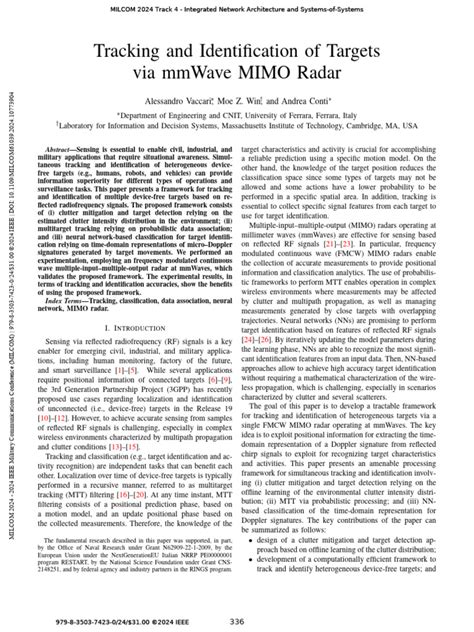 Tracking And Identification Of Targets Via Mmwave Mimo Radar Pdf Radar Mimo