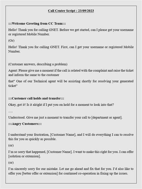 Call Center Script Pdf