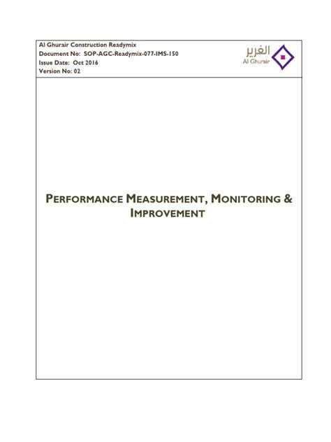 Performance Measurement Monitoring Improvement Pdf Risk Risk Assessment