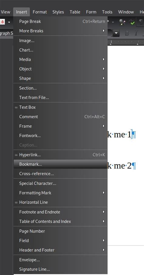 how do i jump from one part of libreoffice writer document to another