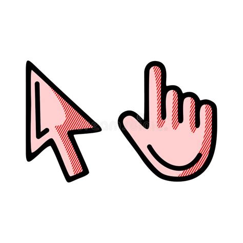 Computer Mouse Click Cursor Gray Arrow Icons Set And Loading Icons Stock Vector Illustration