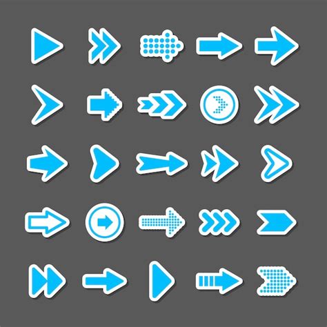 Premium Vector Colorful Arrow Stickers Set Blue Cursor Icons Pointers Collection Simple Arrows