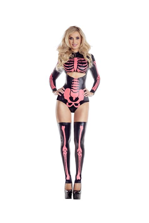 Glow In Dark Sexy Skeleton Pink Starlinela And Party King Costumes