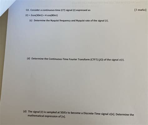 solved q1 ﻿consider a continuous time ct ﻿signal t