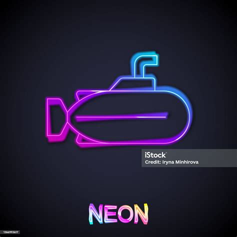 검은 색 배경에 고립 된 빛나는 네온 라인 잠수함 아이콘 군함 벡터 군사에 대한 스톡 벡터 아트 및 기타 이미지 군사