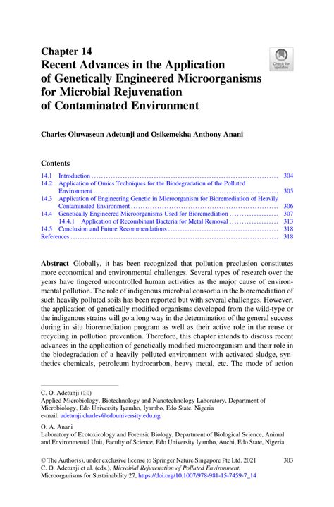 Pdf Recent Advances In The Application Of Genetically Engineered Microorganisms For Microbial