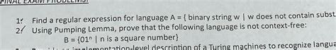 1 Find A Regular Expression For Language A Binary String W W Does Not Contain Substring 000
