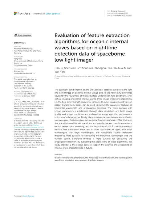pdf evaluation of feature extraction algorithms for oceanic internal