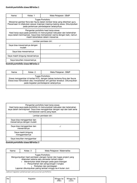 Contoh Portofolio Siswa Sd Kelas 1 Pdf