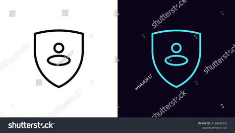 Outline User Shield Icon Editable Stroke Stock Vector Royalty Free 2116895222 Shutterstock