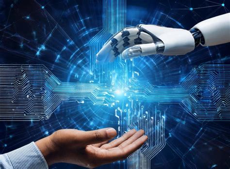 Representation Of Ai And Machine Learning Through Robotic Interaction Stock Illustration