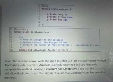 Solved Given The Scenario Above Write The Junit Test That