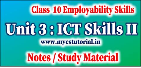 Class Employability Skills Unit Self Management Skills II Study Material Notes