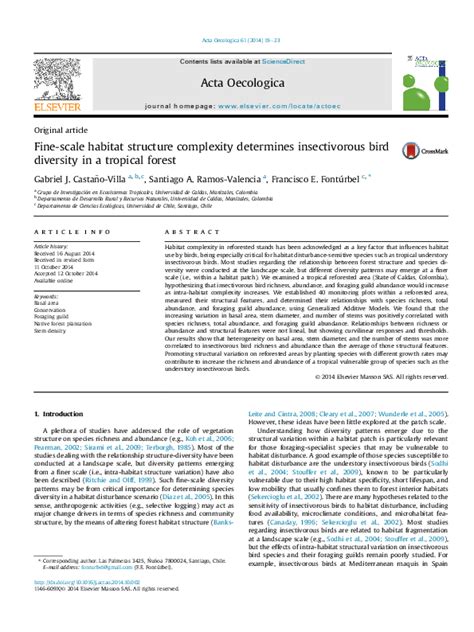 Pdf Fine Scale Habitat Structure Complexity Determines Insectivorous