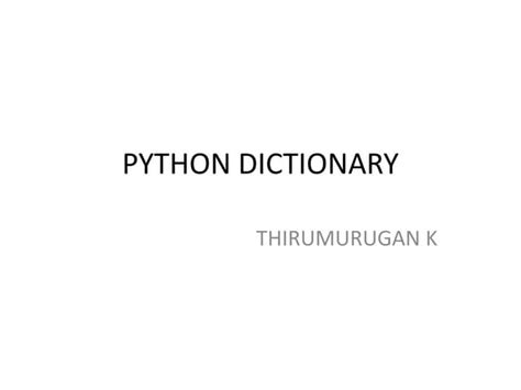 Python Dictionary Pptx
