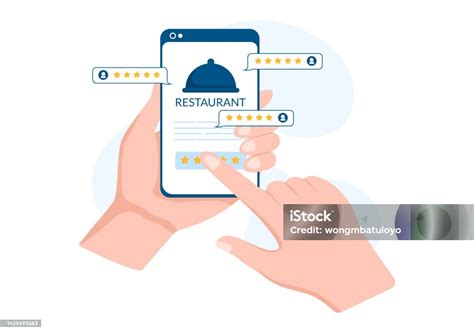 레스토랑 등급 검토 템플릿 손으로 그린 만화 플랫 일러스트 레이 션 고객 피드백 평가 스타 전문가 의견 및 온라인 설문 조사 개념에 대한 스톡 벡터 아트 및 기타 이미지