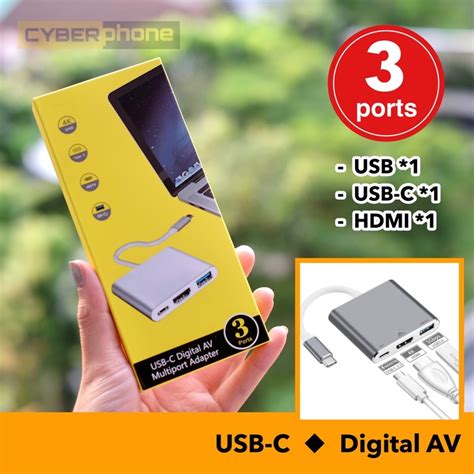 3 Port USB C Digital AV Multiport Adapter USB 3 In 1 Type C USB C Type TV HDMI Notebook